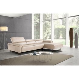 Egoitaliano Ecksofa &raquo;Malika, edel und bequem, Designsofa mit hochwertigen Bez&uuml;gen, L-Form&laquo; mit Recamiere, inkl. Kopfteilverstellung und chromfarbenen Metallf&uuml;&szlig;en 