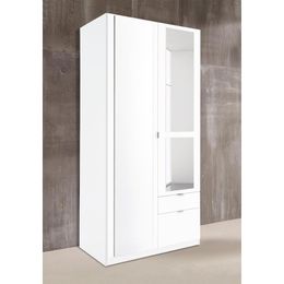 Priess Kleiderschrank mit gerundeten Elementen auf den Au&szlig;ent&uuml;ren wei&szlig; Holzwerkstoff B/H/T: 94cm x 193cm x 54cm, Schubladen: 2 Stk. T&uuml;ren: 2 Stk.