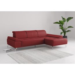 OTTO home Ecksofa &raquo;Caluna&laquo; Inkl.Sitztiefenverstellung, wahlweise mit Kopf- und Armteilverstellung rot B/H/T: 280cm x 81cm x 174cm, NaturLEDER Stoff, 