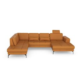Sit & More sit&more Wohnlandschaft &raquo;Bendigo U-Form&laquo; inklusive Sitztiefenverstellung, Bodenfreiheit 15 cm, in 2 Fu&szlig;farben gelb B/H/T: 332cm x 87cm x 226cm, 
