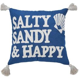 done. Dekokissen &raquo;CUSHION SEALIFE SALTY SANDY HAPPY&laquo; blau Baumwolle B/L: 45cm x 45cm, 1 Stk.