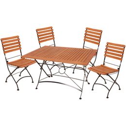 Garden Pleasure Garten-Essgruppe &raquo;WIEN&laquo; 5 Stk. tlg. mit Klappfunktion braun Stahl B/H/T: 280cm x 89cm x 120cm, klappbar