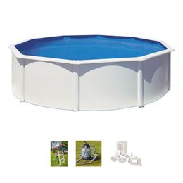 GRE Rundpool &raquo;FIDJI inkl. Zubeh&ouml;r&laquo; H&ouml;he: 120 cm, in versch. Gr&ouml;&szlig;en erh&auml;ltlich wei&szlig; &Oslash;/B/H/L: 460cm x Breite x H&ouml;he 120cm x L&auml;nge, 17.450 l