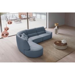 Egoitaliano Ecksofa &raquo;Puffy, extravagant & edel, Retro Designsofa, hoher Sitzkomfort, L-Form&laquo; mit Ottomane, wahlweise mit und ohne elektrischer Relaxfunktion grau 