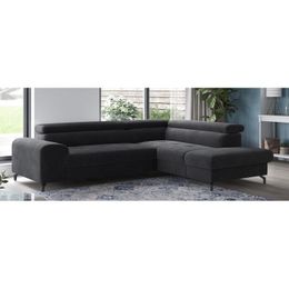 COTTA Ecksofa &raquo;Aura L-Form, B: 260 cm, inkl. Schlaffunktion, 3 verstellbare&laquo; Kopfteile, extra Bettkasten, Fu&szlig;h&ouml;he 12cm, Liegefl&auml;che 176x123cm grau B/H