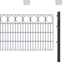 Arvotec Doppelstabmattenzaun &raquo;ESSENTIAL 80 zum Einbetonieren "Ring" mit Zierleiste&laquo; Zaunh&ouml;he 80 cm, Zaunl&auml;nge 2 - 60 m grau Kunststoff, Stahl H/L: 80cm x 56m,