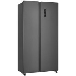 Exquisit Side-by-Side &raquo;SBS46-040D inoxlook-az&laquo; 177 cm hoch 91 cm breit grau Einheitsgr&ouml;&szlig;e