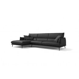 Egoitaliano Ecksofa &raquo;FUNNY, hochwertiges & aktuelles Design, bequeme R&uuml;ckenlehne, L-Form&laquo; hochwertiger Sitzkomfort, L-Form schwarz Leder B/H/T: 265cm x 90cm x 