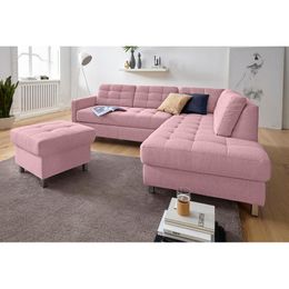Sit & More sit&more Ecksofa &raquo;Picasso L-Form&laquo; wahlweise mit Schlaffunktion und Bettkasten rosa Struktur fein (100% Polyester) B/H/T: 233cm x 80cm x 196cm, 