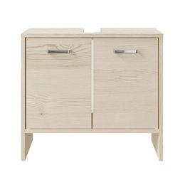 Waschbeckenunterschrank &raquo;Quickset 300&laquo; 60,6 cm breit beige Holzwerkstoff Polar Pinie quer Nachbildung, B/H/T: 60,6cm x 54,3cm x 28,4cm, T&uuml;ren: 2 Stk.