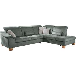 Die PlanBar Ecksofa &raquo;PP-LA23145 L-Form&laquo; inkl. Kopfpolsterverstellung, Federkernpolsterung grau 100% recyceltes Polyester B/H/T: 299cm x 88cm x 243cm, 