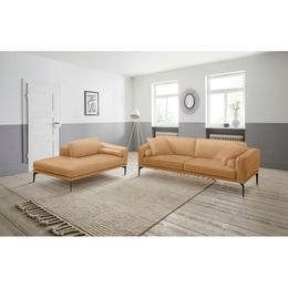 Egoitaliano Polstergarnitur &raquo;Masu, Design trifft sensationellen Sitzkomfort&laquo; Set besteht aus 2,5-Sitzer, freistehende Ottomane und 3 Rollkissen braun Leder NUVOLE