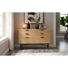 Salesfever Kommode &raquo;Visby Designer Kommode mit Stil&laquo; Eiche Echtholzfurnier beige Furnier, MDF, Metall B/H/T: 120cm x 80cm x 40cm,mit 6 Schubladen, 6 