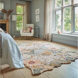 FLAIR RUGS Wollteppich &raquo;Daphne Floral, 100% Wolle&laquo; rechteckig 10 mm H&ouml;he organischen Blumenmotive, Wohnzimmer, Schlafzimmer, Esszimmer pink Wolle B : 