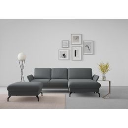 Sit & More sit&more Ecksofa &raquo;Fashion L-Form&laquo; wahlweise mit Kopfteilverstellung und Vorziehsitz, motorisch grau B/H/T: 253cm x 84cm x 165cm, Luxus-Microfaser 