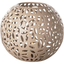 Fink Windlicht &raquo;DARIA&laquo; Kerzenhalter aus Eisen, pulverbeschichtet, mit Cut-Outs beige Eisen B/H/T: 15cm