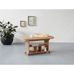 Hela Couchtisch auf Rollen, h&ouml;henverstellbar und ausziehbar braun B/H/T: 107cm x 54cm x 67cm