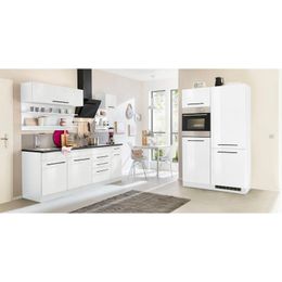 KOCHSTATION K&uuml;chenzeile &raquo;KS-Tulsa&laquo; ohne E-Ger&auml;te, Breite 330 cm, schwarze Metallgriffe, MDF Fronten wei&szlig; B/H/T: 330cm x 60cm
