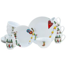 Creatable Kombiservice &raquo;Luna Socken, Kombi-Service 16-tlg&laquo; Winterlicher Dekor mit lustigen Sockenmotiven wei&szlig; Porzellan 16 Stk.