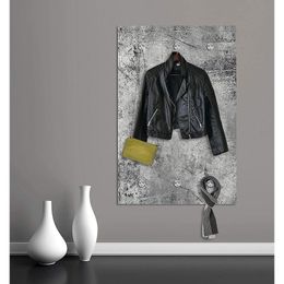 queence Garderobenleiste &raquo;Brushed Grey&laquo; Wand Garderobe, wischtechnik, Beton Optik, grau, platzsparend, modern grau Edelstahl B/H/T: 80cm x 120cm x 3cm