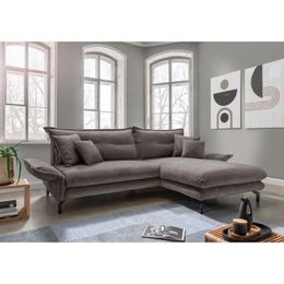 Home Affaire Ecksofa &raquo;Lazio modern und bequem, schmale Armlehnen, tolle Detailverarbeitung&laquo; Armlehnen verstellbar grau B/H/T: 255cm x 94cm x 180cm, 
