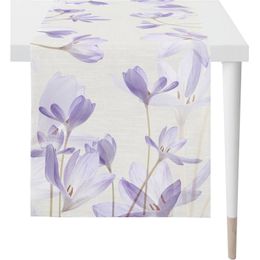 Apelt Tischl&auml;ufer &raquo;6508 SPRINGTIME, Fr&uuml;hjahrsdeko, Fr&uuml;hling&laquo; Digitaldruck lila Baumwolle, Polyester B/L: 48cm x 140cm, 1 Stk., rechteckig