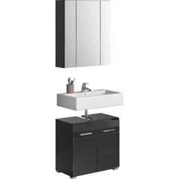 Home Affaire Badm&ouml;bel-Set &raquo;Malm&ouml;, 2 teilig, bestehend aus: Waschbeckenunterschrank, Spiegel&laquo; 2 Stk. tlg. schwarz B/H/T: 60cmcm x 182cmcm x 34cmcm