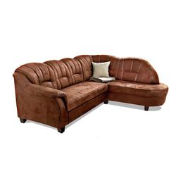 Home Affaire Ecksofa &raquo;Budapest zeitlos & elegant, bequeme Armlehnen, L-Form&laquo; wahlweise mit Bettfunktion, mit Recamiere oder Ottomane braun B/H/T: 