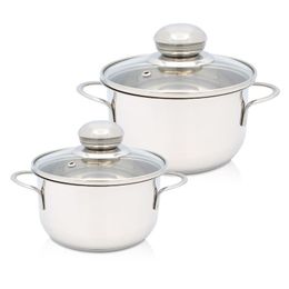 Kr&uuml;ger Topf-Set &raquo;Saturn&laquo; Set, 1x Fleischtopf &Oslash; 12 cm, 1x Fleischtopf &Oslash; 14 cm, je mit Deckel, 2 Stk. tlg. Edelstahl silber Einheitsgr&ouml;&szlig;e