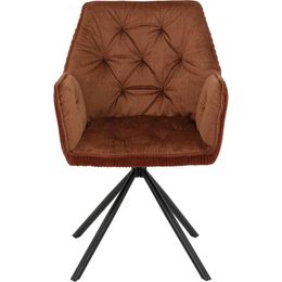 Hela Esszimmersessel &raquo;Inge I&laquo; wahlweise 2er-Set, 180&deg; Auto Return braun Cord Microfaser Samtoptik, 1 Stuhl, Drehfunktion, B/H/T: 56cm x 61cm
