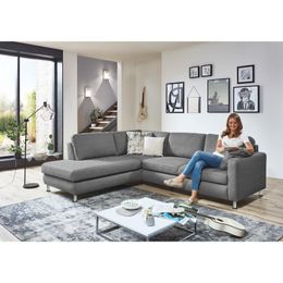 Die PlanBar Ecksofa &raquo;MP-IN19027 L-Form&laquo; wahlweise mit Schlaffunktion, mit Kaltschaum grau 100% Polyester B/H/T: 261cm x 82cm x 220cm, Microfaser, 