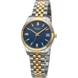 Regent Uhren Regent Damen Quarzuhr Armbanduhr, Damenuhr, Edelstahlarmband, 10 bar wasserdicht, Tag gold Einheitsgr&ouml;&szlig;e