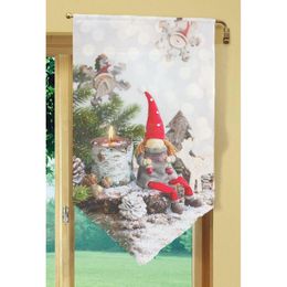 Home Wohnideen Scheibengardine &raquo;WEIHNACHTSWICHTEL&laquo; Stangendurchzug 1 Stk. tlg. HxB: 100x60 rot Voile, Polyester 100cm, Stangendurchzug, 60cm