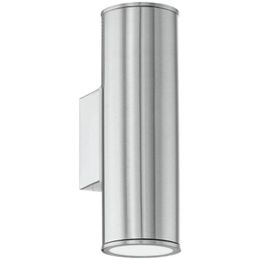 Eglo LED Au&szlig;en-Wandleuchte &raquo;Riga Wandleuchte, Au&szlig;enbeleuchtung, LED, Stahl in silber, IP44&laquo; GU10 Warmwei&szlig; Eckmontage m&ouml;glich, Up- und Down Light, 