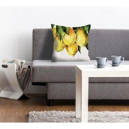 queence Dekokissen &raquo;Philipp&laquo; Kissenh&uuml;lle,Zitronen,Fruchtmotiv,Sommerlich,Gelb,Frisch,Naturdesign gelb Polyester B/L: 40cm x 40cm, 1 Stk.