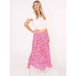 Zwillingsherz Damen Maxirock &raquo;"Leo Herzen"&laquo; Animal-Muster, kn&ouml;chellang, Gummizug, leicht pink S/M