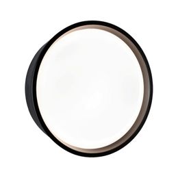 Paulmann LED Au&szlig;en-Wandleuchte &raquo;Platomo IP44 rund 180mm 3000K 14,5W 1200lm 230V Kunststoff&laquo; 1 Stk. Warmwei&szlig; seewasserresistent schwarz 1, &Oslash; 18cm H: 6,3cm, 1 