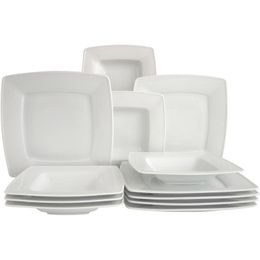 Creatable Tafelservice &raquo;Victoria Weiss&laquo; Teller Set, klassisch wei&szlig; f&uuml;r den t&auml;glichen Gebrauch wei&szlig; Porzellan 12 Stk.