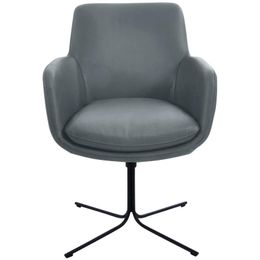 K+w Komfort & Wohnen K+W Komfort & Wohnen Esszimmerstuhl &raquo;Pego Drehstuhl&laquo; () filigranem 4-Fu&szlig;-Gestell in schwarz blau B/H/T: 59cm x 84cm x 65cm, Leder CLOUD