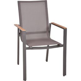 Garden Pleasure Stapelstuhl &raquo;SILEA, 2er Set&laquo; (Set) 2 Stk.stapelbar braun Aluminium, Kunststoff, Polyester B/H/T: 56cm x 90cm x 60cm, 2 Stk.