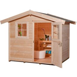 Weka Gartenhaus &raquo;123 Gr.2&laquo; in verschiedenen Farben beige Massivholz Fu&szlig;boden im Gartenhaus, ohne R&uuml;ck- und Seitenwand, ohne Dacheindeckung