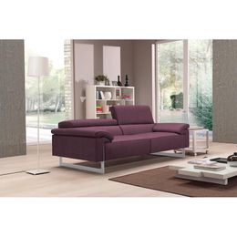 Egoitaliano 2,5-Sitzer &raquo;Malika, Designsofa mit hohem Sitzkomfort, edel und bequem&laquo; inkl. Kopfteilverstellung und chromfarbenen Metallf&uuml;&szlig;en lila B/H/T: 216cm x 