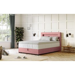 COTTA Boxbett &raquo;Kelly&laquo; ausgestattet mit LED-Licht, inkl. Bettkasten pink 100% Polyester Flachgewebe LEINENOPTIK, Liegefl&auml;che B/L: 140cm x 200cm, H3, 5-