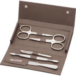 ERBE&reg; Erbe ERBE Manik&uuml;re-Etui &raquo;Wickel-Lederetui mit Druckknopf&laquo; best&uuml;ckt mit Solinger Premium Stahlwaren grau B/H/T: 70mm x 145mm x 25mm 5