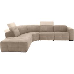 Egoitaliano Ecksofa &raquo;Sauvanne, Designsofa der Extraklasse, elegant und bequem, L-Form&laquo; wahlweise mit elektrischer Relaxfunktion, Kopfteilverstellung beige Leder &raquo;