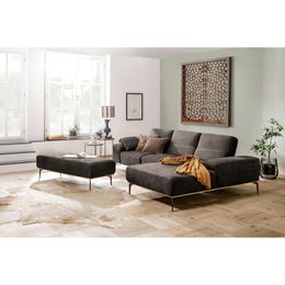 W.Schillig Ecksofa &raquo;run, Designsofa mit tollem Sitzkomfort, L-Form&laquo; mit Holzsockel, F&uuml;&szlig;e in Bronze pulverbeschichtet, Breite 299 cm grau Longlife Xtra