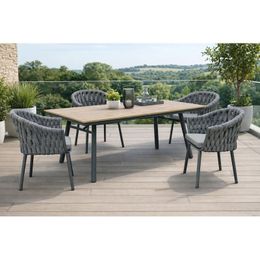 Destiny Garten-Essgruppe &raquo;MOLINO SAN MARINO 4 Se + Tisch RE 180x90cm holzfarben/ anthrazit&laquo; Set, Aluminium, Rope, Polywood Aluminium, Wicker/