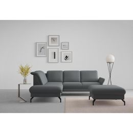 Sit & More sit&more Ecksofa &raquo;Fashion L-Form&laquo; wahlweise mit Kopfteilverstellung und Vorziehsitz, motorisch grau B/H/T: 250cm x 84cm x 207cm, Luxus-Microfaser 