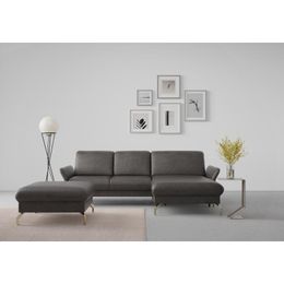 Sit & More sit&more Ecksofa &raquo;Fashion L-Form&laquo; wahlweise mit Kopfteilverstellung, Vorziehsitz, motorisch, Nickelf&uuml;&szlig;e grau B/H/T: 253cm x 84cm x 165cm, Luxus-