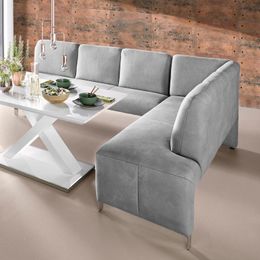 exxpo - sofa fashion Eckbank &raquo;Intenso, modern, 263/198 cm (B/T)&laquo; hohe Bodenfreiheit, frei im Raum stellbar, hoher Sitzkomfort grau NaturLeder;